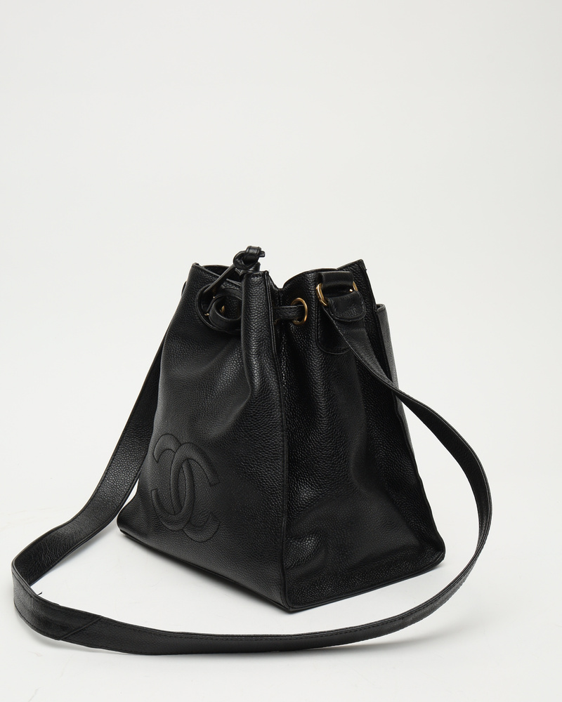 Vintage CHANEL CC Caviar Bucket Bag - A Retro Tale