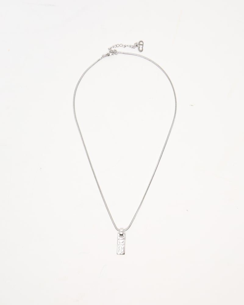 Vintage CHRISTIAN DIOR Logo Plate Necklace - A Retro Tale