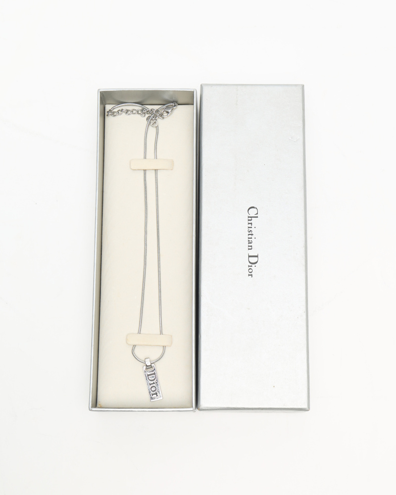 Vintage Christian Dior Logo Plate Necklace - A Retro Tale
