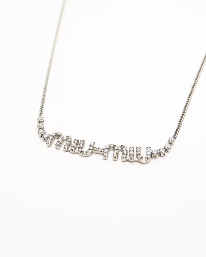 Vintage MIU MIU Logo Rhinestone Necklace - A Retro Tale