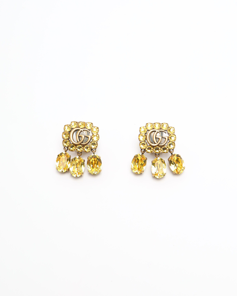 Vintage Gucci Dangling Rhinestone Clip-on Earrings - A Retro Tale