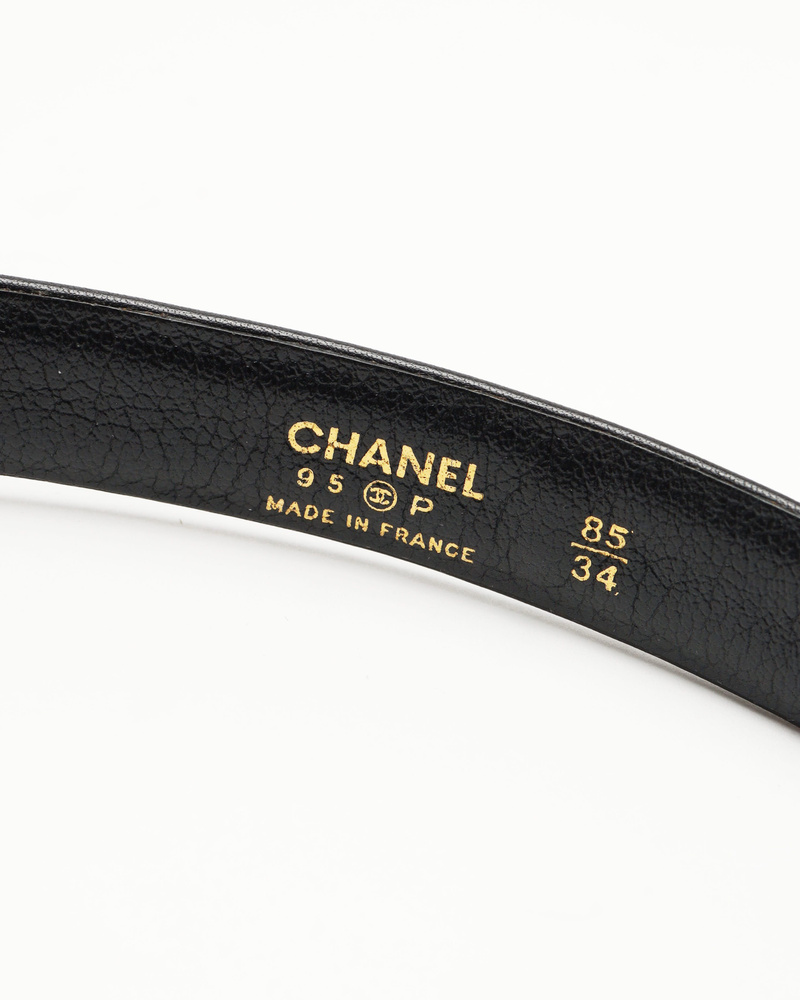Vintage Chanel CC Leather Belt, Size 85 - A Retro Tale