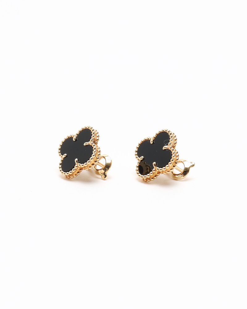 Vintage Van Cleef & Arpels Alhambra Onyx Earrings - A Retro Tale - WZ529182