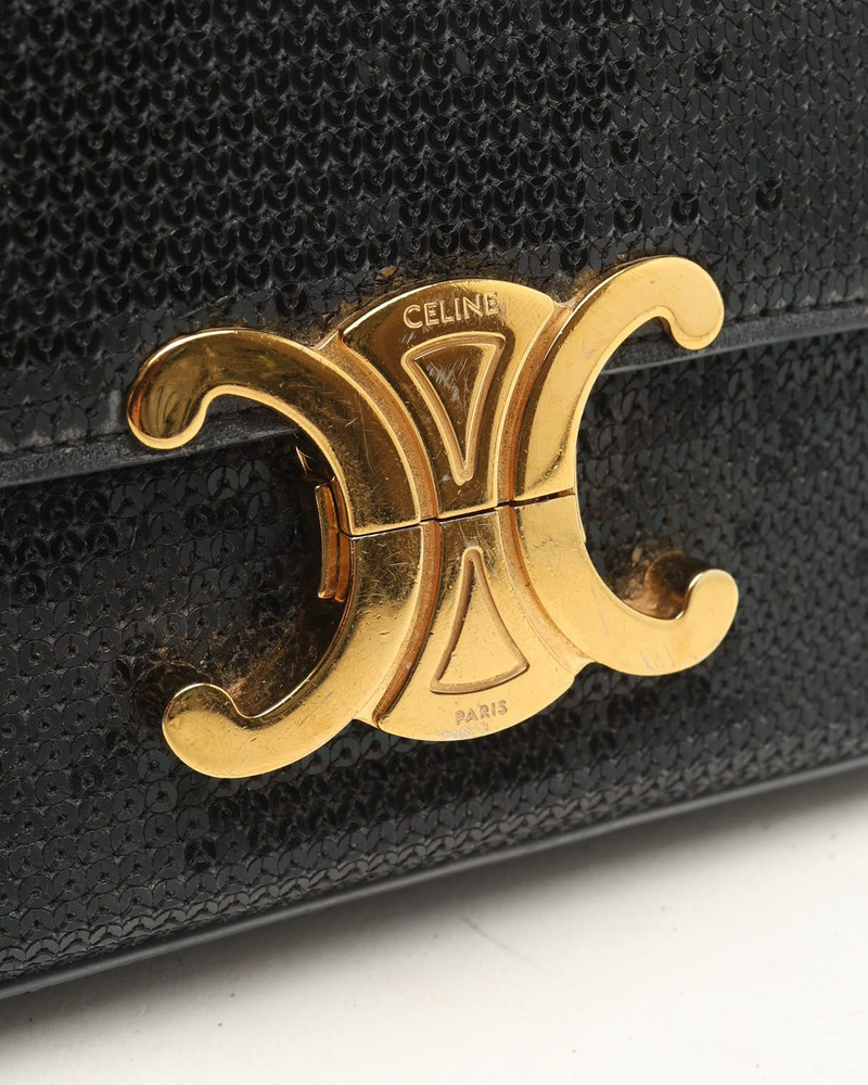 Vintage Céline Triomphe Claude Chain Sequin Bag - 839-22882