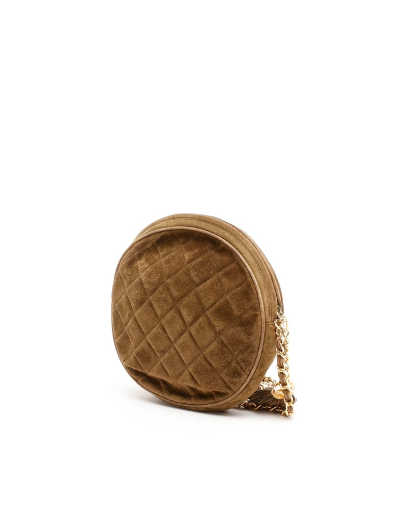 Vintage Chanel Classic Round Suede Bag - 2250006378339