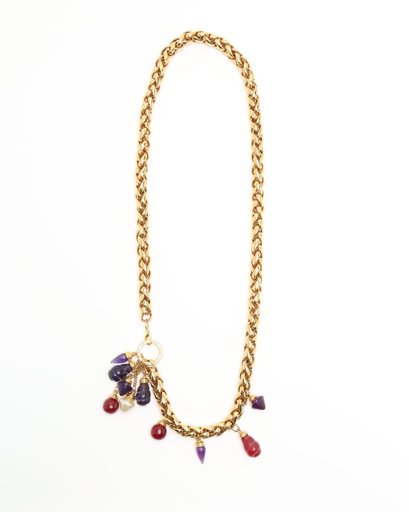 Vintage Loewe Beaded Stone Charm Chain Belt - 844-41161
