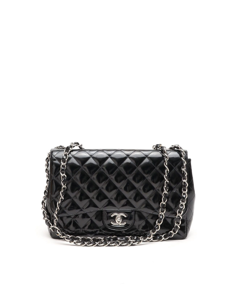 Vintage Chanel Classic Patent Jumbo Single Flap Bag - 845-21404
