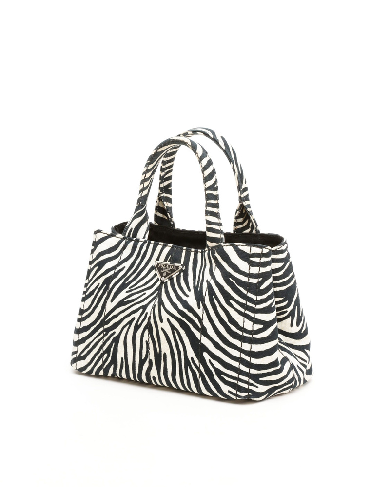 Vintage Prada Zebra Canapa Tote Bag - 2250006744974