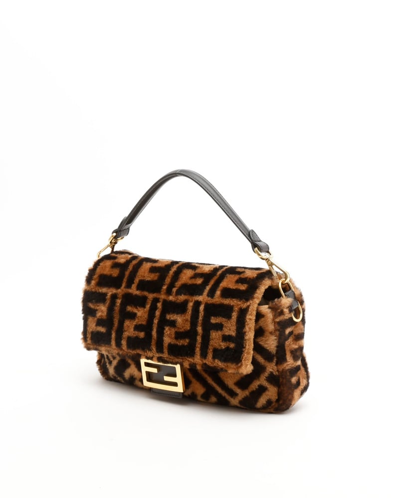 Vintage Fendi Shearling Zucca Baguette Bag - 2250007102384