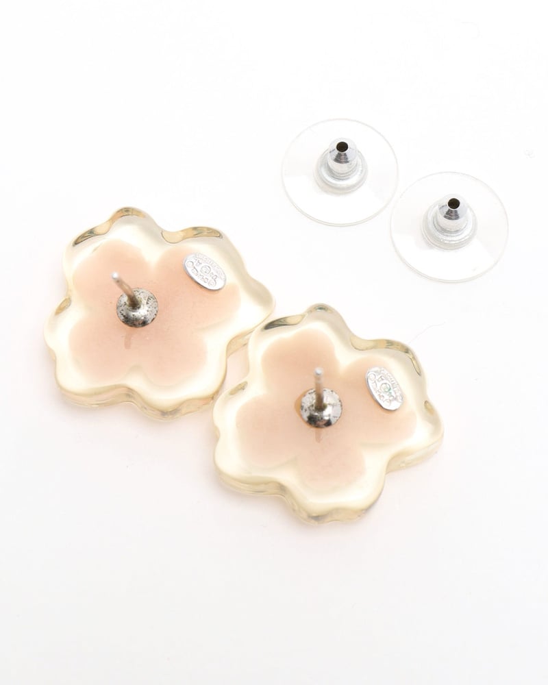 Vintage Chanel Coco Mark Resin Rhinestone Earrings - 845-45389