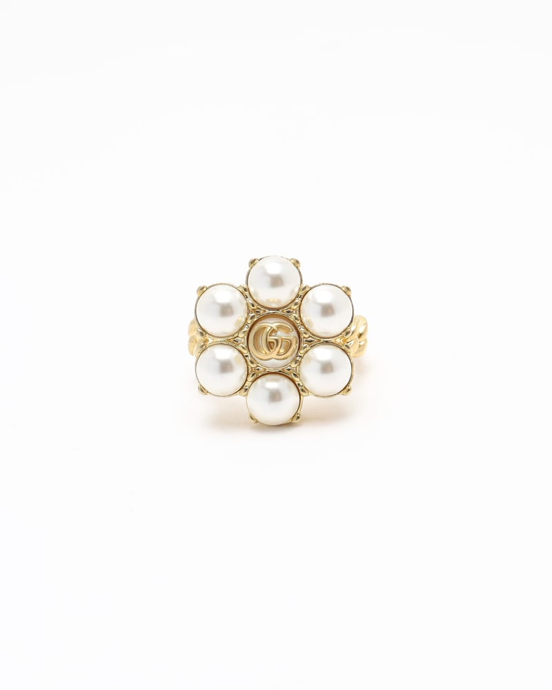 Vintage Gucci Flower Pearl Ring, size 55 - WZ589136