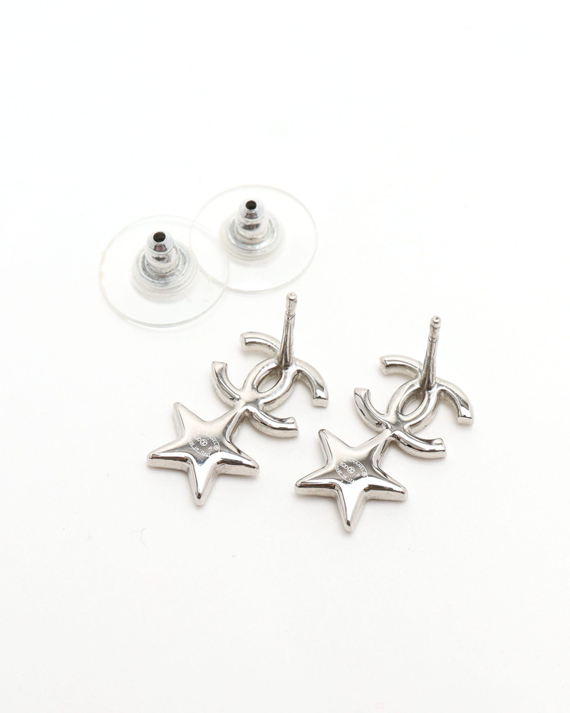 Vintage Chanel Coco Mark Star Rhinestone Earrings - 846-29106
