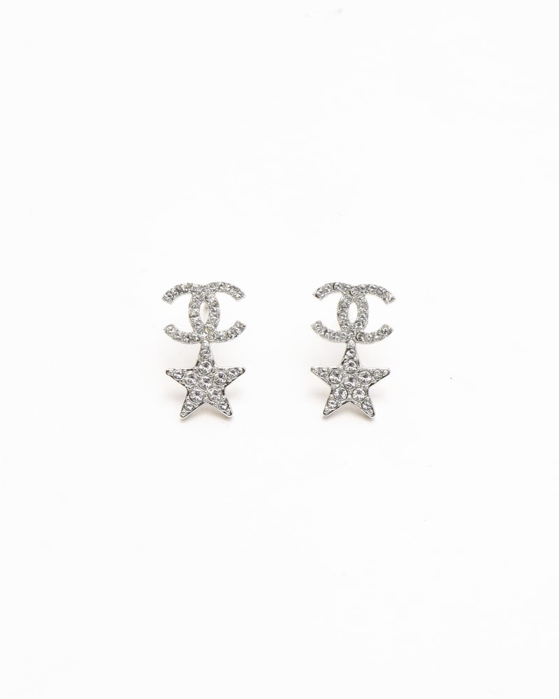 Vintage Chanel Coco Mark Star Strass Oorbellen - A Retro Tale - 846-29106