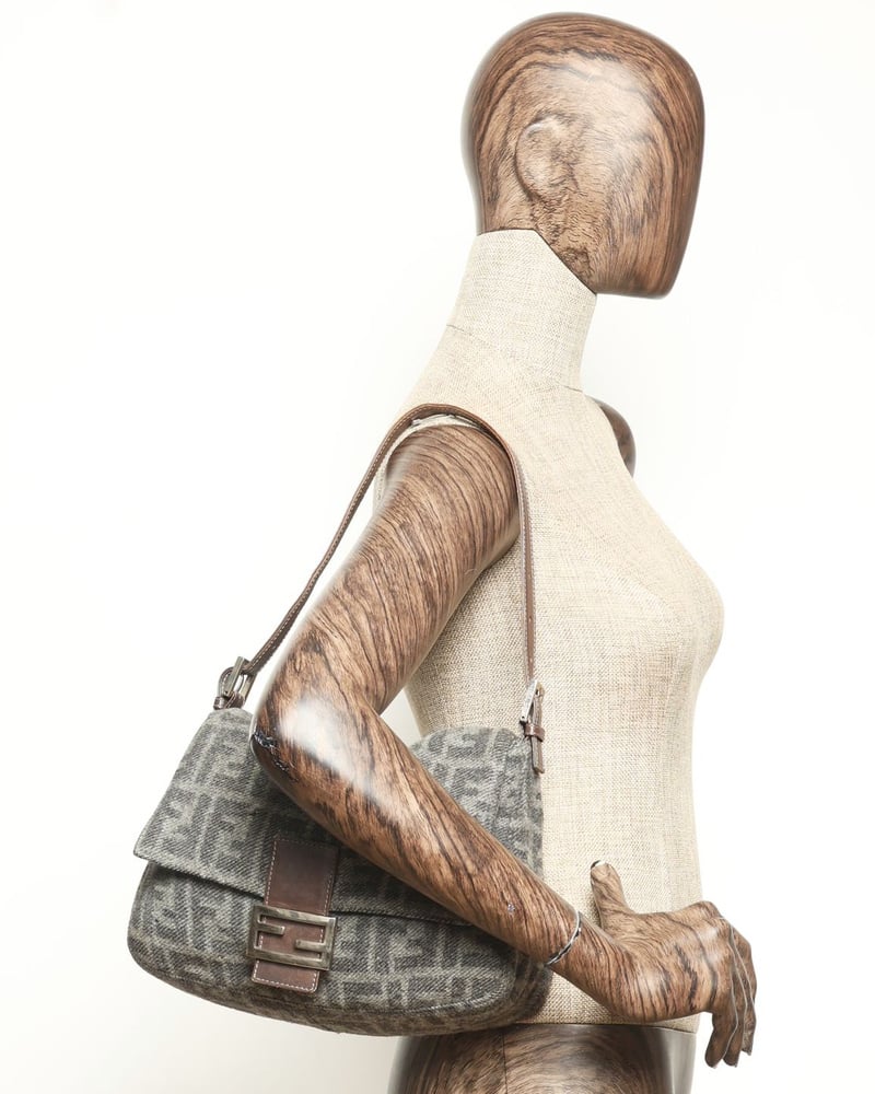 Vintage Fendi Zucca Mamma Tweed Bag - 848-28710