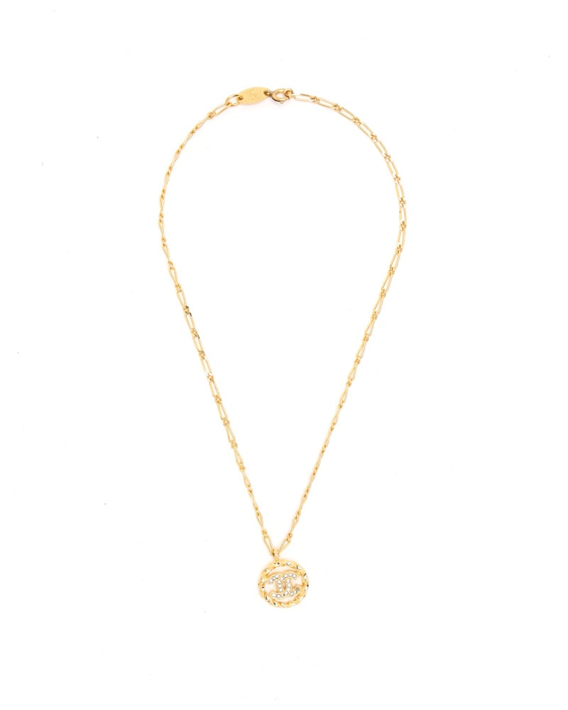 Vintage Chanel Coco Mark Rhinestone Necklace - 845-30269