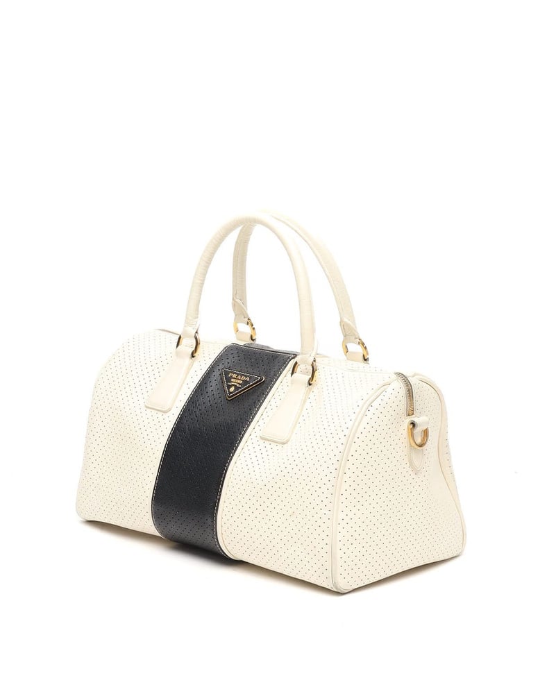 Vintage Prada Perforated Saffiano Bowler Bag - 849-43735