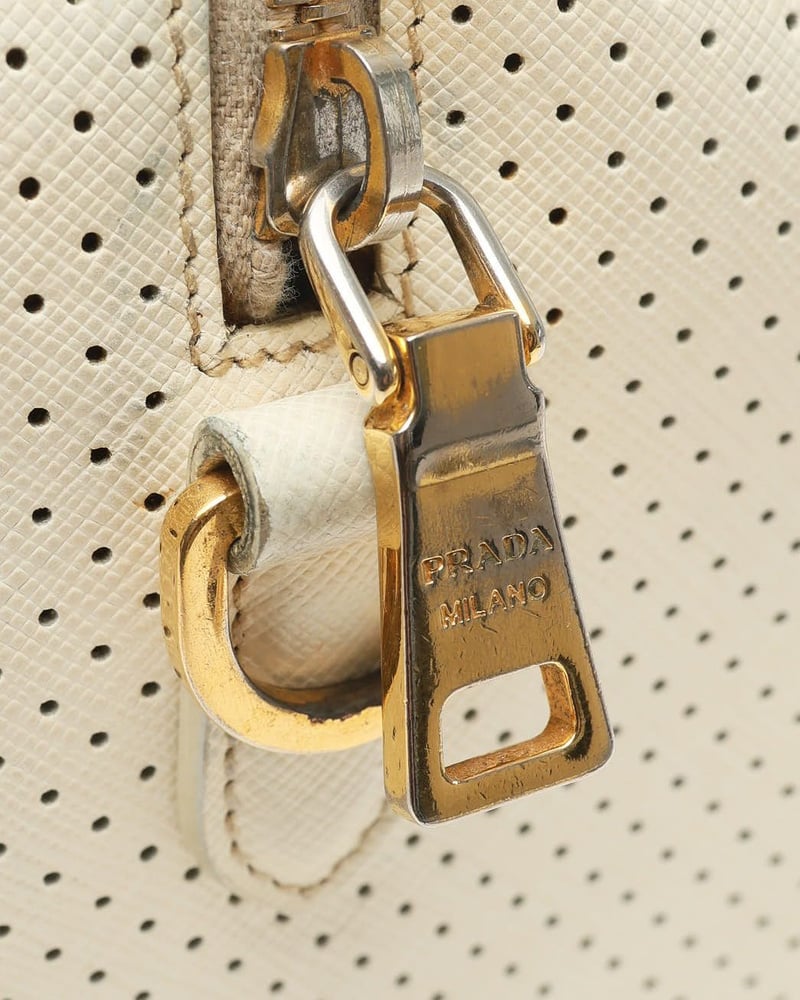 Vintage Prada Perforated Saffiano Bowler Bag - 849-43735