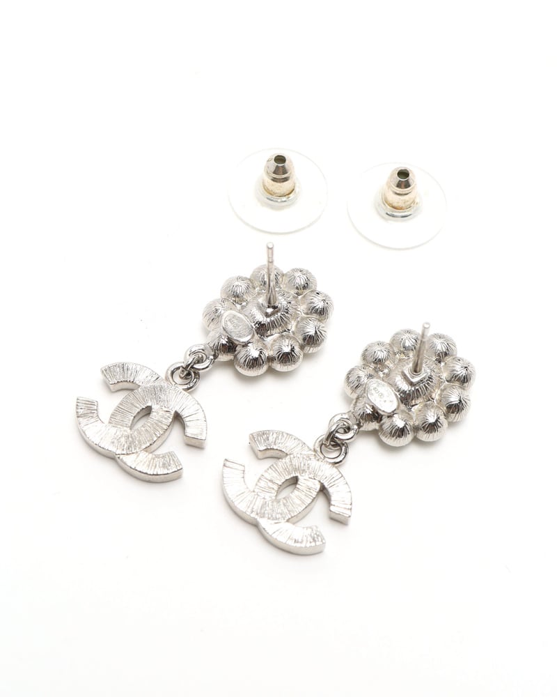 Vintage Chanel Coco Mark Dangling Pearl and Rhinestone Earrings - 846-43177