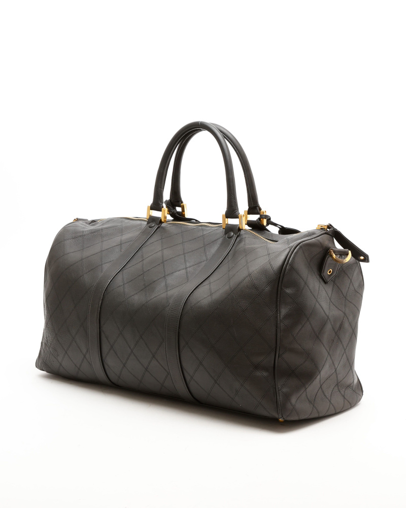 Vintage Chanel Diamond Stitch Quilted Duffle Bag - A4121099