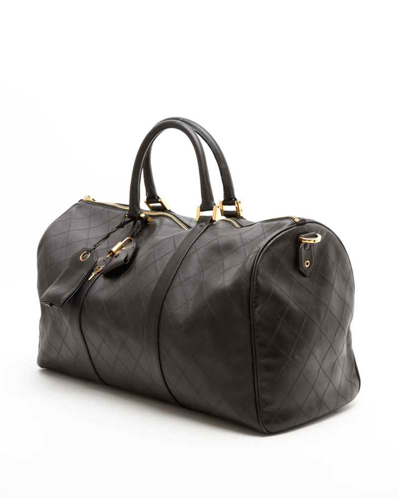 Vintage Chanel Diamond Stitch Quilted Duffle Bag - 2250007266758