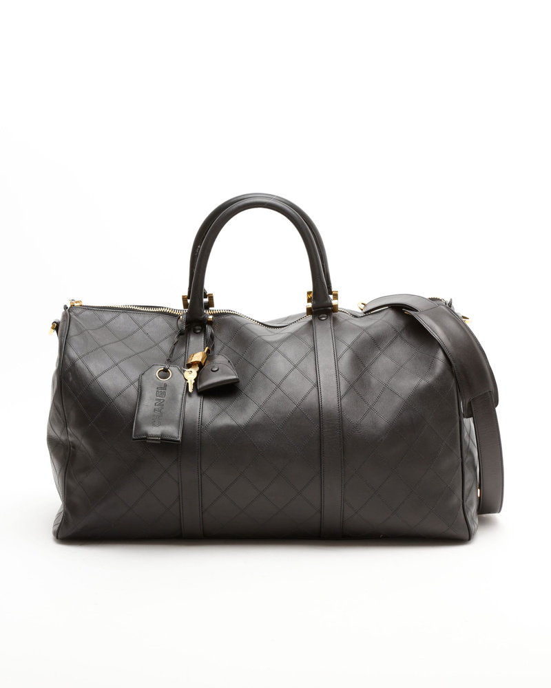 Vintage Chanel Diamond Stitch Quilted Duffle Bag - 2250007266758