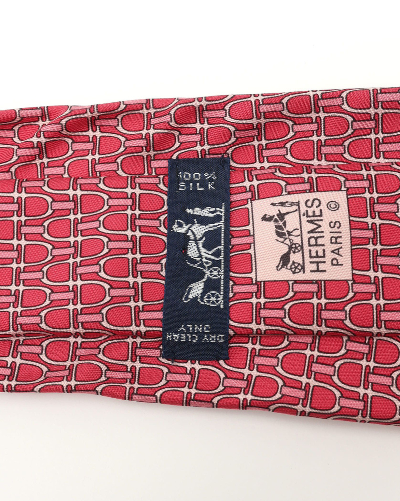 Vintage Hermès Silk Tie Red Geometric Pattern - 849-41135