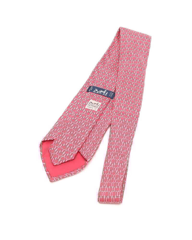 Vintage Hermès Silk Tie Red Geometric Pattern - 849-41135