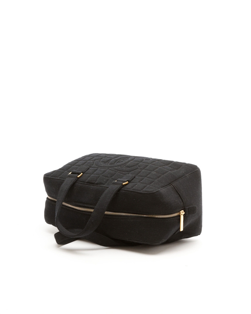 Vintage Chanel Chocolate Bar Cotton Boston Bag - 850-18008