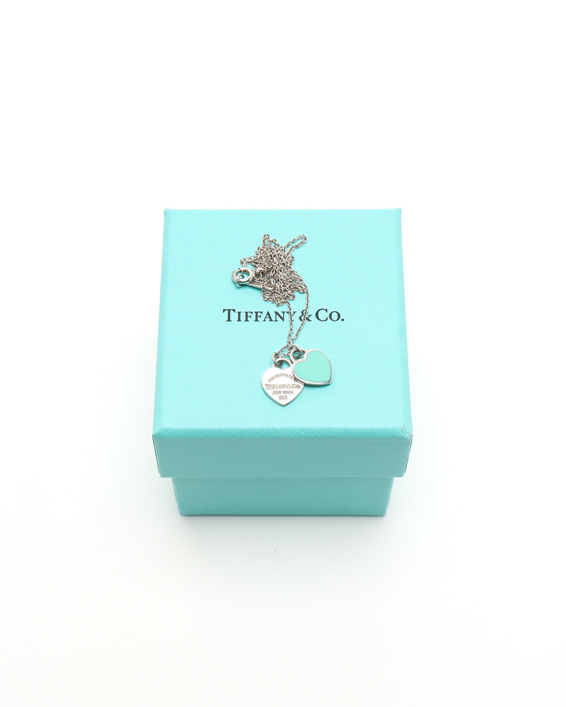 Vintage Tiffany & Co Return to Mini Double Heart Pendant Necklace ...