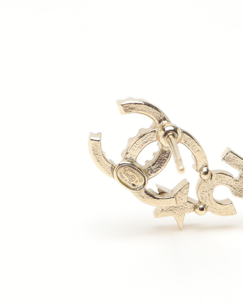 Vintage Chanel Coco Mark Rhinestone Cuff Earrings - 851-37741