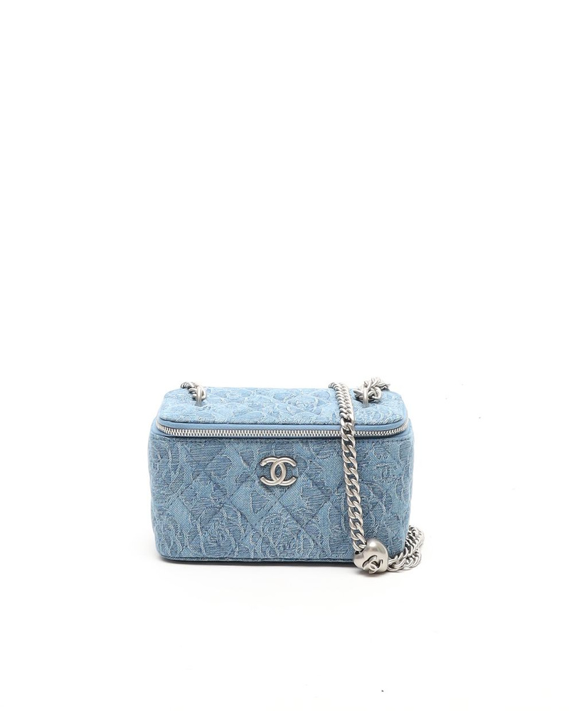 Vintage Chanel Camellia Denim Vanity Bag - SB003168