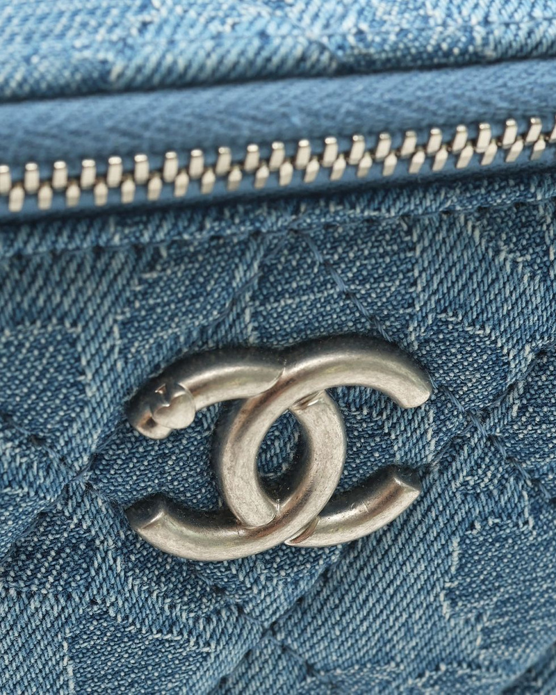 Vintage Chanel Camellia Denim Vanity Bag - SB003168