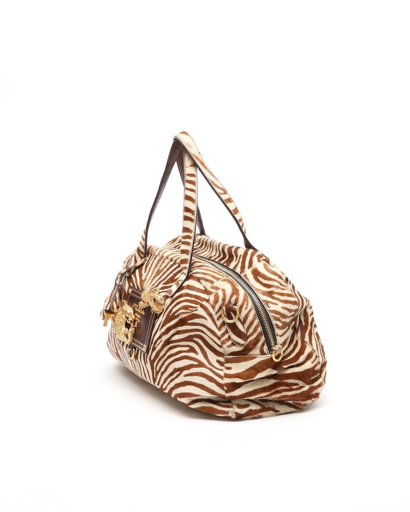 Vintage Prada Zebra Fur Shoulder Bag - 855-37832