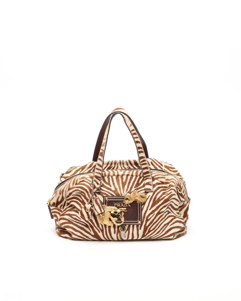 Vintage Prada Zebra Fur Shoulder Bag - 855-37832