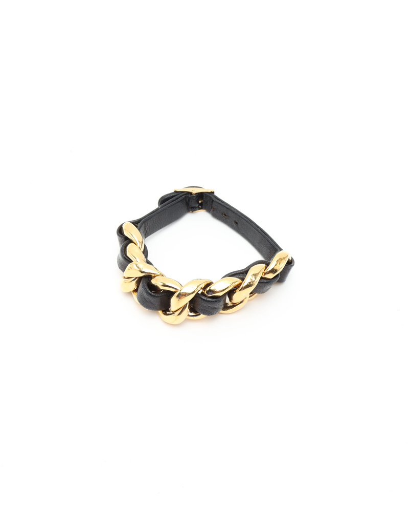 Vintage Chanel Chain Leather Bracelet - K260429216755 - A Retro Tale