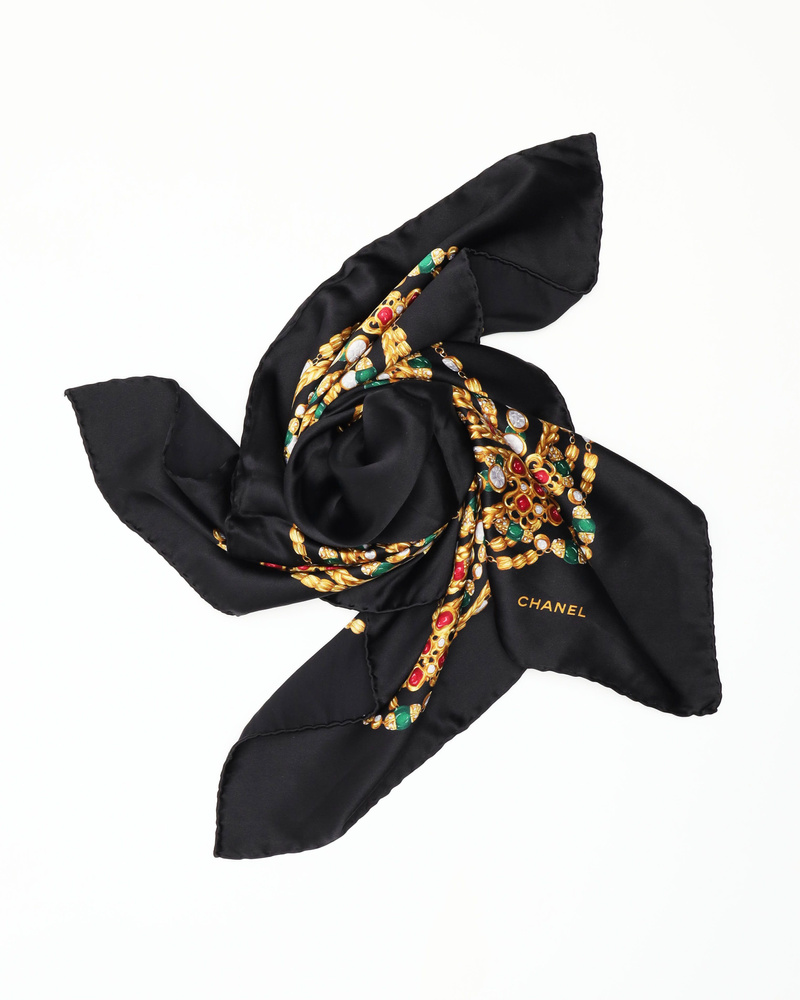 Vintage Chanel 90 Silk Scarf - A Retro Tale