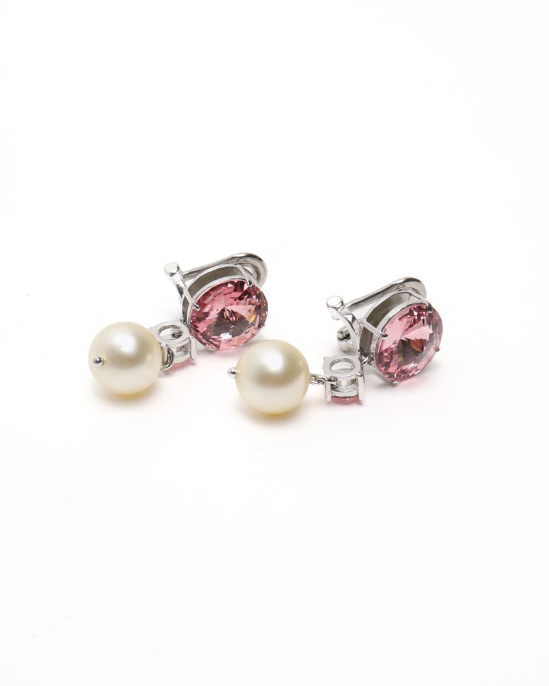 Vintage MIU MIU Rhinestone and Dangling Pearl Clip-on Earrings - A ...
