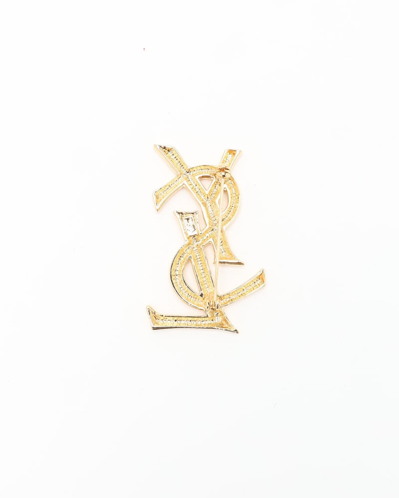 Vintage Saint Laurent YSL Logo Brooch - 843-18516