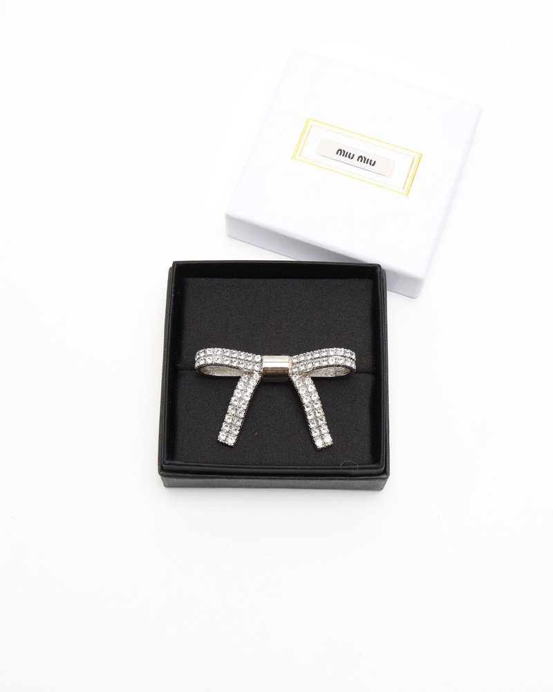 Vintage MIU MIU Rhinestone Ribbon Brooch - 844-24958