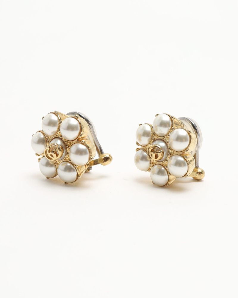 Vintage Gucci Flower Parel Clip-on Oorbellen - A Retro Tale - A4034032