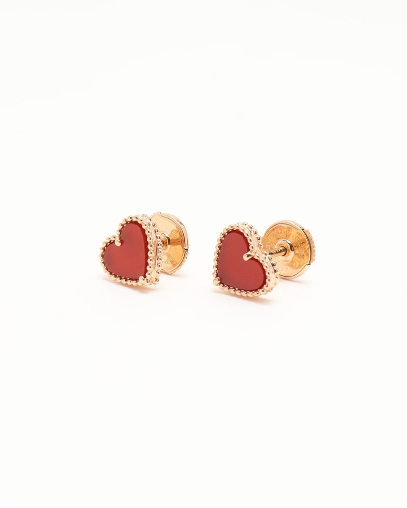 Vintage Van Cleef & Arpels Sweet Hearts Carnelian Earrings - WZ597441