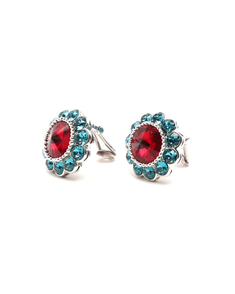 Vintage MIU MIU Rhinestone Flower Clip-On Stud Earrings - WZ600812