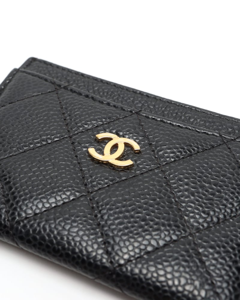 Vintage Chanel Coco Mark Caviar Card Holder - SB002186