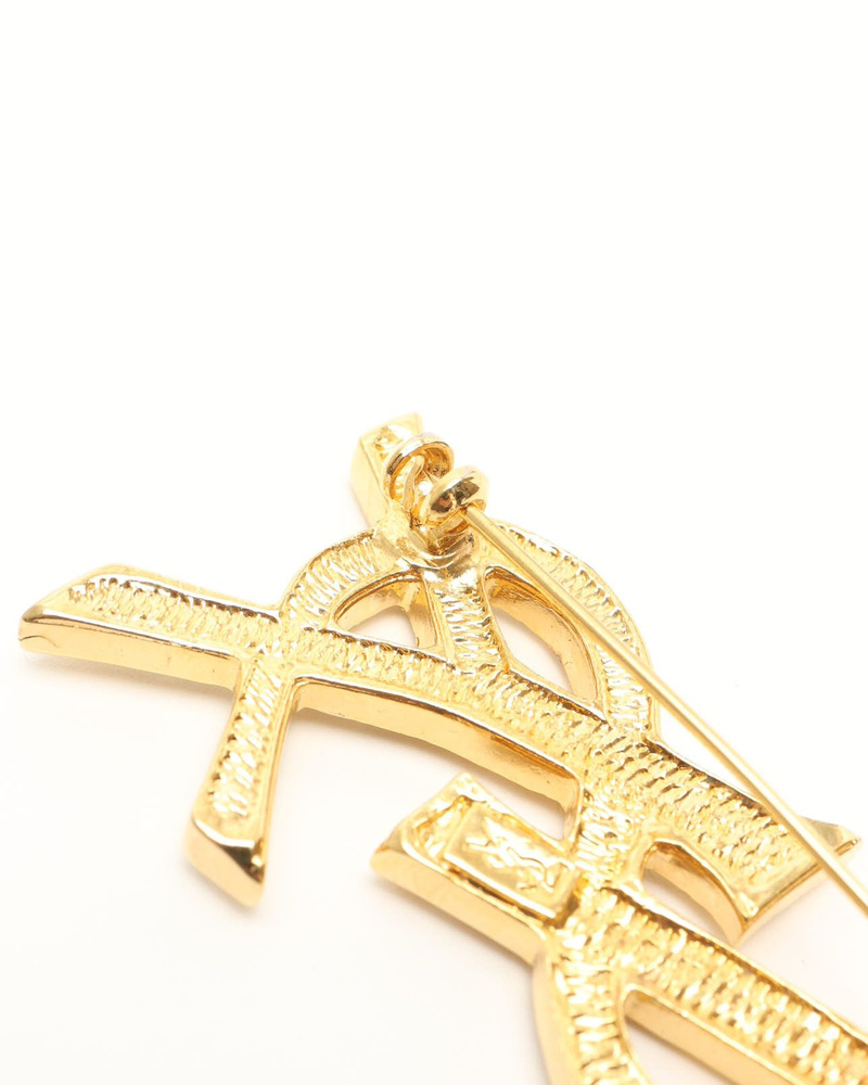 Vintage Saint Laurent YSL Logo Rhinestone Brooch - 259490313