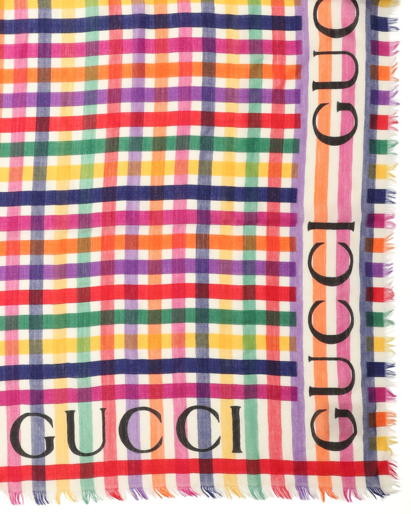 Vintage Gucci 140 Logo Wool Scarf - A4255503