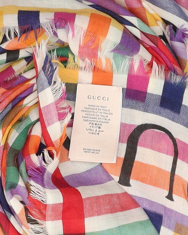 Vintage Gucci 140 Logo Wool Scarf - A4255503