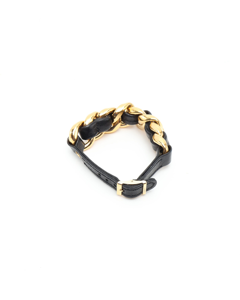 Vintage Chanel Chain Leather Bracelet - K260429216755 - A Retro Tale